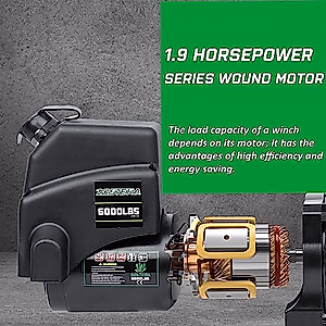 Zostera Electric Winch 12v 6000lbs Boat Trailer Winch with Remote Synthetic Rope 1/4 in x 55 ft Hook Wireless Remote Handlebar Switch, Automatic Braking, Waterproof, for ATV UTV Powersports Off Road