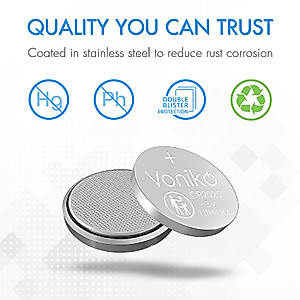 Voniko 3 Volt CR2025 Battery 6 Pack – CR 2025 Button Cell Battery – 2025 Lithium Coin Batteries, 7 Years Shelf Life