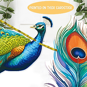 Peacock Party Banner Peacock Birthday Party Decorations Peacock Cutout Banner Peacock Birthday Party Supplies for Zoo Bird Theme Baby Shower Supplies