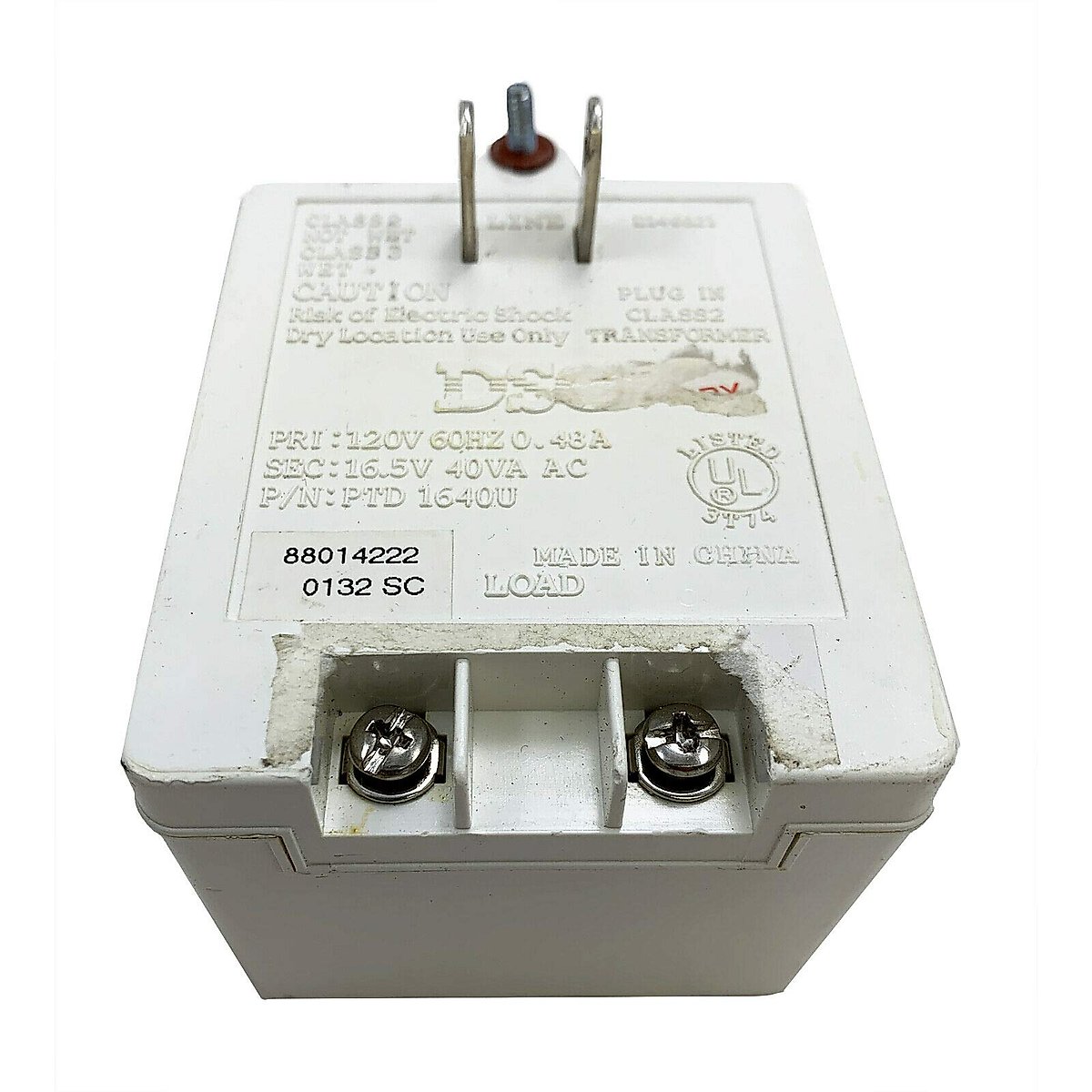 DSC PTD1640U-CC High Efficiency Level 4 Plug-in Transformer, 16V 40VA