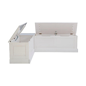 Linon White Backless Nook Harris Solid Pine Interior Storage