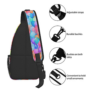 Sling Backpack Watercolor Rainbow Air Balloon Print Crossbody Shoulder Sling Bag For Men & Women