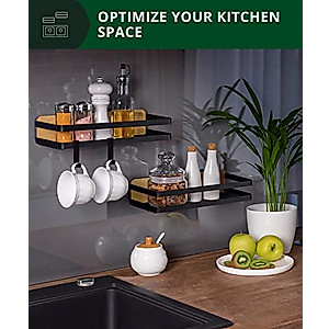 ROYAL CRAFT WOOD Shower Caddy Bathroom Shelf, Bathroom Storage Organizer, Shower Shelf with 2 Hooks, Water & Rust Resistant Iron Basket, Quick & Easy Adhesive Installation for Home & Bathroom Use