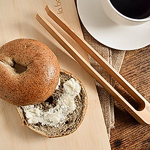 Magnetic Bamboo Toaster Tongs: 100% Natural 8.7” Wood Kitchen Toast Tongs| Eco-Friendly, Space Saving Modern Kitchen Accessory for Home Restaurant | Set of 2