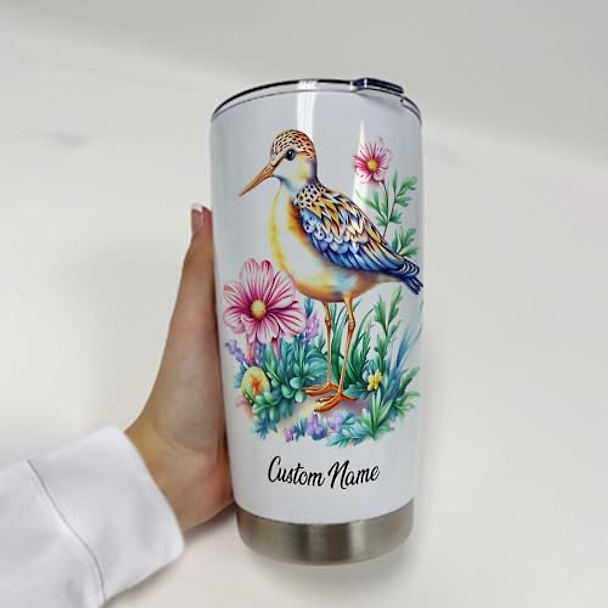 Sandpiper Gifts, Personalized Tumbler with Sandpiper Animal’s Name – Custom Cup for Animal Lovers, Gift for Women, Men, Boys, Girls, Gift for Birthdays & Christmas, 20oz Steel Coffee Cup 038CuQ