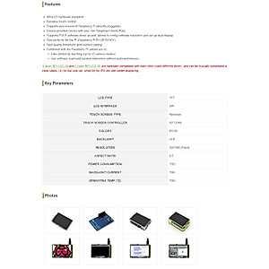 Waveshare 3.5inch Touch Screen, Compatible with Raspberry Pi 5/4B/3B/Zero/Zero W/Zero 2W/Pico/Pico W/Pico WH, TFT LCD, 480x320