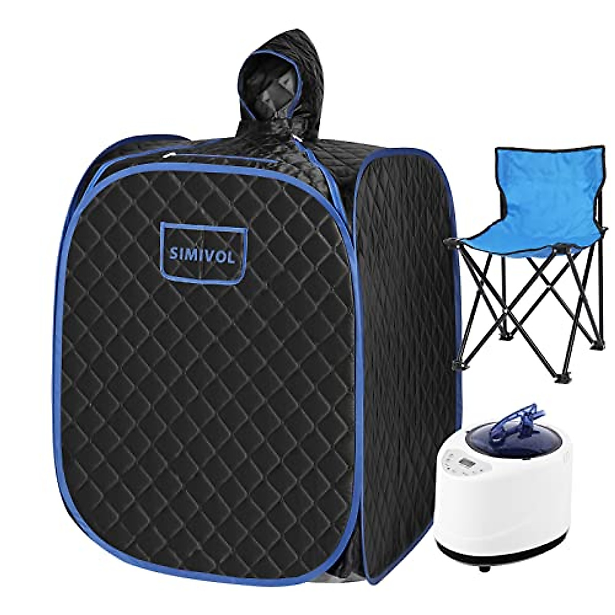 Simivol Portable Steam Sauna for Home Spa, Personal Steam Sauna Tent Indoor with Steamer, 1 Person Steam Room with Foldable Chair& Remote Control(Black)