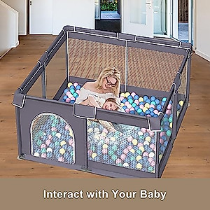Baby Playpen for Toddler 50”x50” - Kids Playyard Activity Center - Sturdy, Easy to Assemble, Big Enough Area to Move Around - Babies Fences with Gate - Infant Play Yard Pen with Anti-Slip Base