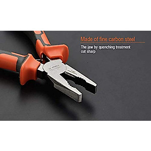 Edward Tools Combination Pliers 8” - Machined Extra Strength Gripping Jaws - Heavy Duty Side Cutting Pliers for wire and cables - Harden Fine Carbon Steel