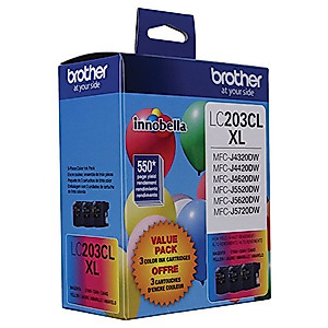Brother Genuine High Yield Color Ink Cartridge, LC2033PKS, Replacement Color Ink Three Pack, Includes 1 Cartridge Each of Cyan, Magenta & Yellow, Page Yield Up To 550 Pages, Amazon Dash Replenishment Cartridge, LC203