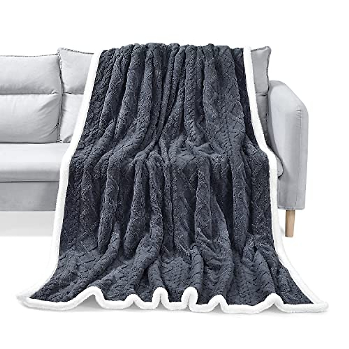 Soft Throw Blanket Double Sided, Soft Fuzzy Fluffy Cozy Blanket Plush Furry Comfy Warm Blanket for Couch Bed Chair Sofa, 50 * 60 inches