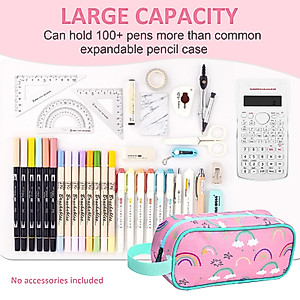 BETURETOP Cute Pencil Case for Girls, Pencil Case for Kids, Large Capacity Pencil Pouch Organizer for Student School Office Supplies, Kids Pen Holder Pencil Box with Zipper (Rainbow)