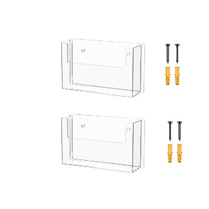2 Pack Postcard Holder Clear Acrylic Holds 6 x 4 Inch Paper Card Display Wall Mount Single Pocket System Small Hand Out Catalog Organizer by Marketing Holders