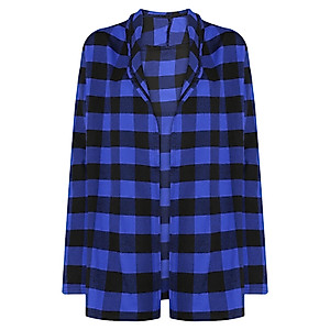 LYTRYCAMEV Womens Fall Fashion 2023 My Orders Placed Recently By Me Cardigan for Women Casual Plaid Long Sleeve Open Front Shirts Printed Plus Size Tops Loose Fit Lightweight Jackets(K-Blue,Large)