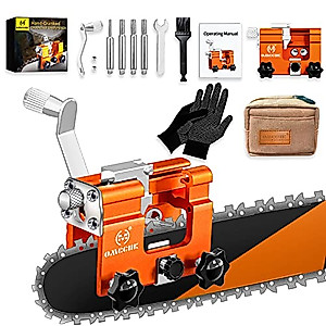Chainsaw Sharpening Jig Hand Crank, Mini Chainsaw Sharpener Kit with Carrying Bag, Portable Manual Steel Chainsaw Blade Sharpener Tool Attachment for Gas/Electric Chain Saw, Lumberjack, Garden Worker