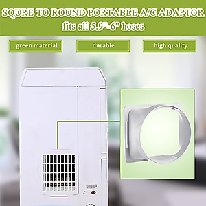 Outus 5.9'' Diameter 80'' Long Portable Air Conditioner Hose with Square Hose Portable Air Conditioner Exhaust Hose Tube Adapter Portable Air Conditioner Ducting for Air Conditioning Parts