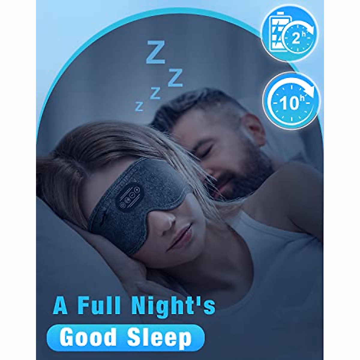 Sleep Headphones Bluetooth Sleeping Headband: 10Hrs Wireless Music Eye Mask with Soft Cozy Earbuds Comfortable Earphones for Side Sleepers (Small Size(C: 20"-22"))