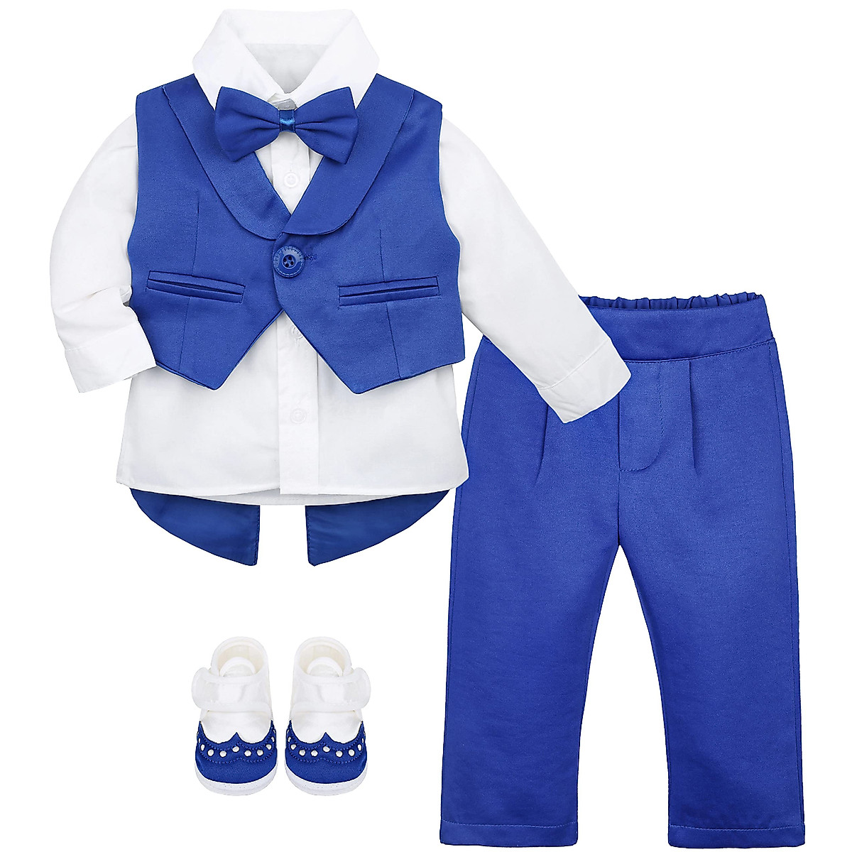 Lilax Baby Boy Gentleman Tuxedo Outfit Infant 4 Piece Set 0-3 Months Royal Blue