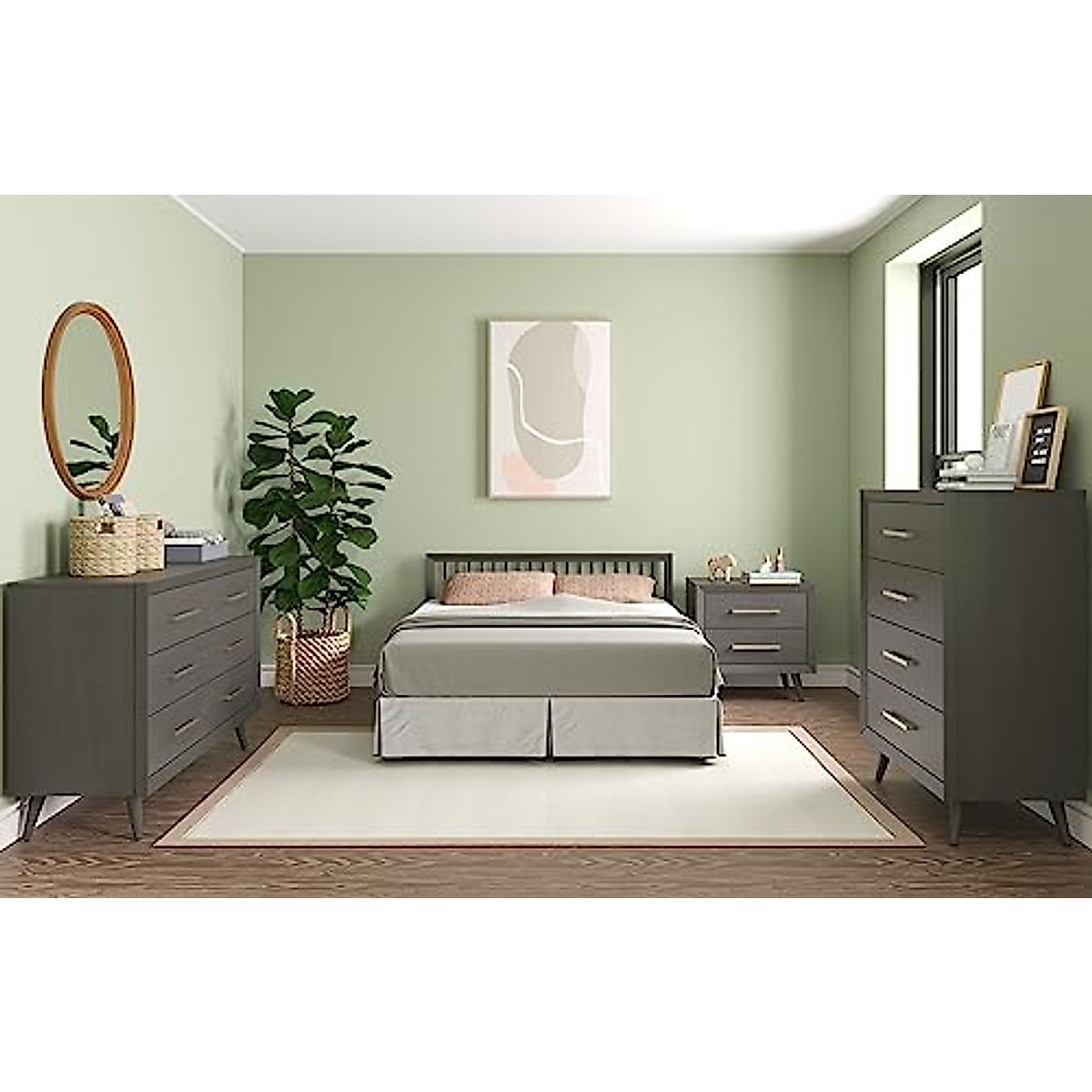 Child Craft Cranbrook 4 in 1 Convertible Crib, Mid Century Modern Baby Crib Converts to Day Bed, Toddler Bed and Full Size Bed, 3 Adjustable Mattress Positions