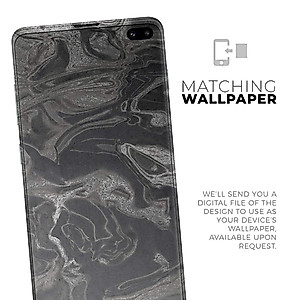 DesignSkinz Black & Silver Marble Swirl V6 Protective Vinyl Decal Wrap Skin Cover Compatible with The Samsung Galaxy S20 (Screen Trim & Back Glass Skin)