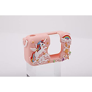 ARNSSIEN 1pcs Mini Silicone Decorative Cartoon for Digital Compatible Kid Camera Creative Design Child Shockproof Skin Protector Case Pink Astronaut