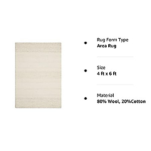 SAFAVIEH Natura Collection Accent Rug - 4' x 6', Natural, Handmade Wool, Ideal for High Traffic Areas in Entryway, Living Room, Bedroom (NAT215A)