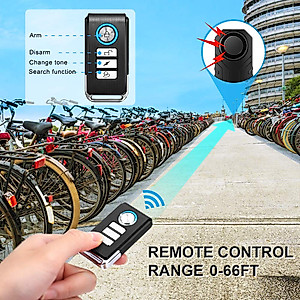 WSDCAM Anti-Theft Bike Alarm with Mount, 113dB Burglar Vibration Motorcycle Bicycle Alarm Security System Waterproof Cycle Bike Alarm with Remote