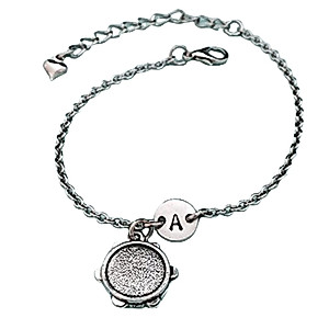 Tambourine charm bracelet, tambourine charm, adjustable bracelet, musical instrument, personalized bracelet, initial, monogram