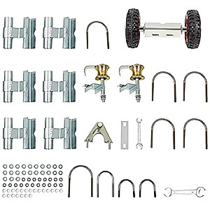 VEVOR Chain Link Rolling Gate Kit Galvanized Steel Rolling Fence 6 Universal Track Bracket Chain Link Rolling Gate Hardware Kit 2 Solid Rubber Wheels Fence Rolling Kit for Chain Link Sliding Gate
