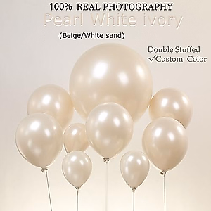 Kozee Pearl white Double-Stuffed Balloons different sizes 63pcs18/10/5 inch 2layer pearl white sand balloon Garland kit For bridge to be Wedding women Birthday baby shower anniversary decorations