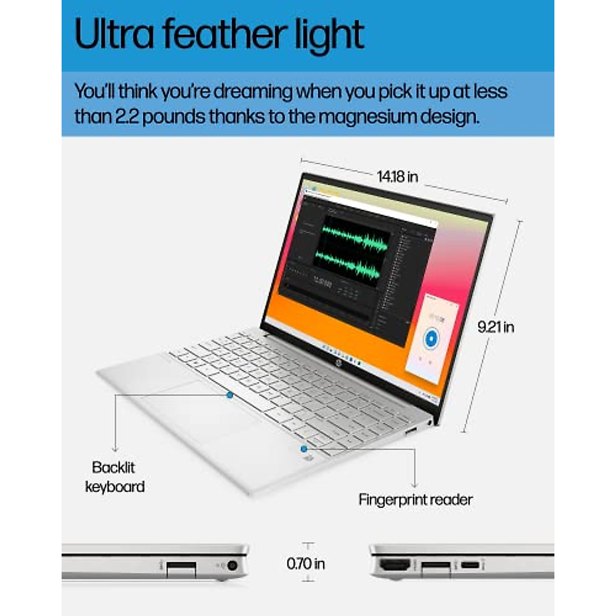 HP Pavilion Aero 13 Laptop, AMD Ryzen 5 5625U, 8 GB RAM, 512 GB SSD, 13” WUXGA IPS Display, Windows 11 Home, 16:10 Aspect Ratio, Thin Design, Backlit Keyboard, Long Battery Life (13-be1010nr, 2022)