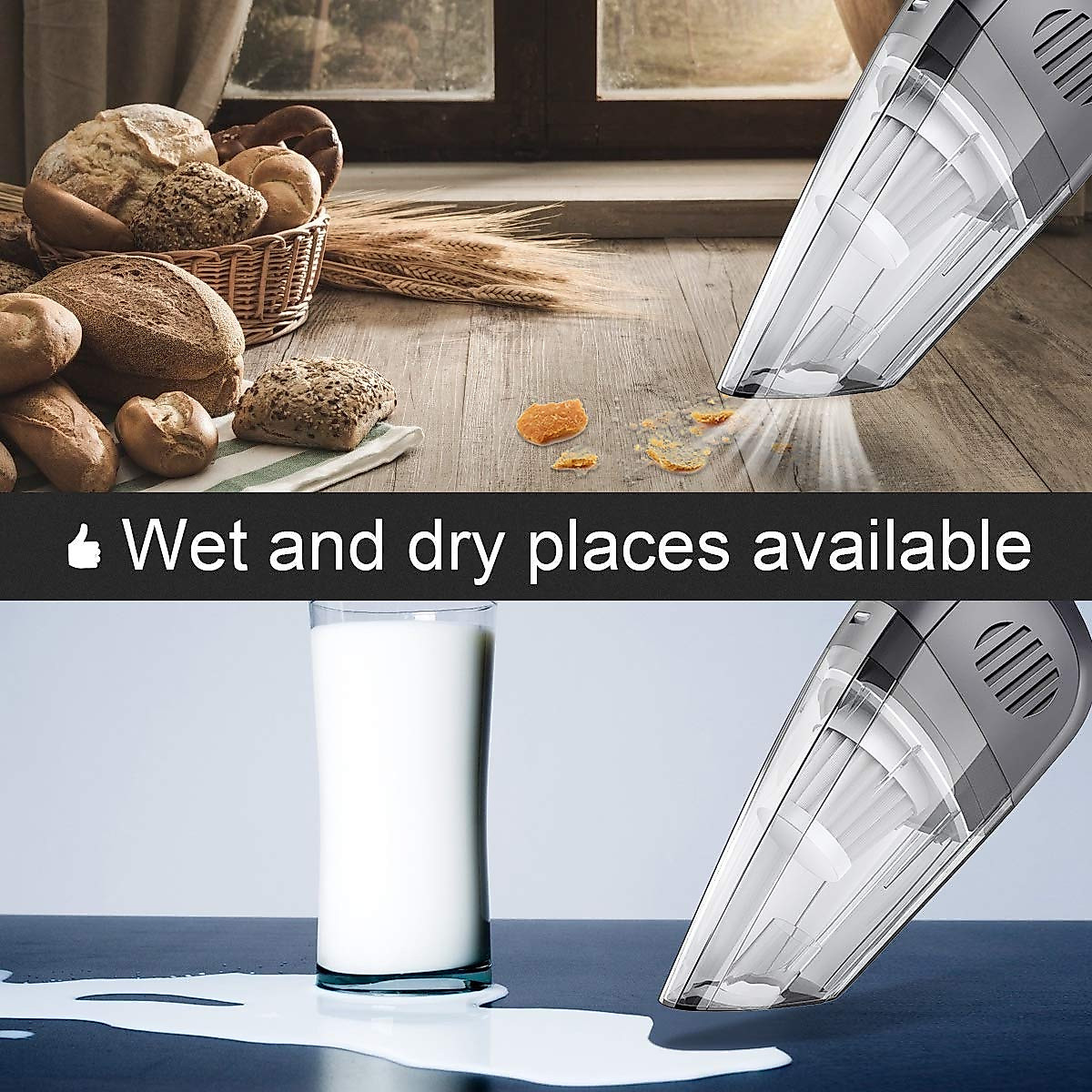 AUKUN Handheld Vacuum, Mini Vacuum 8KPA Suction Portable Vacuum Handheld Vacuum Cordless Wet/Dry Quick Charge Portable Vacuum Cleaner for Home and Car