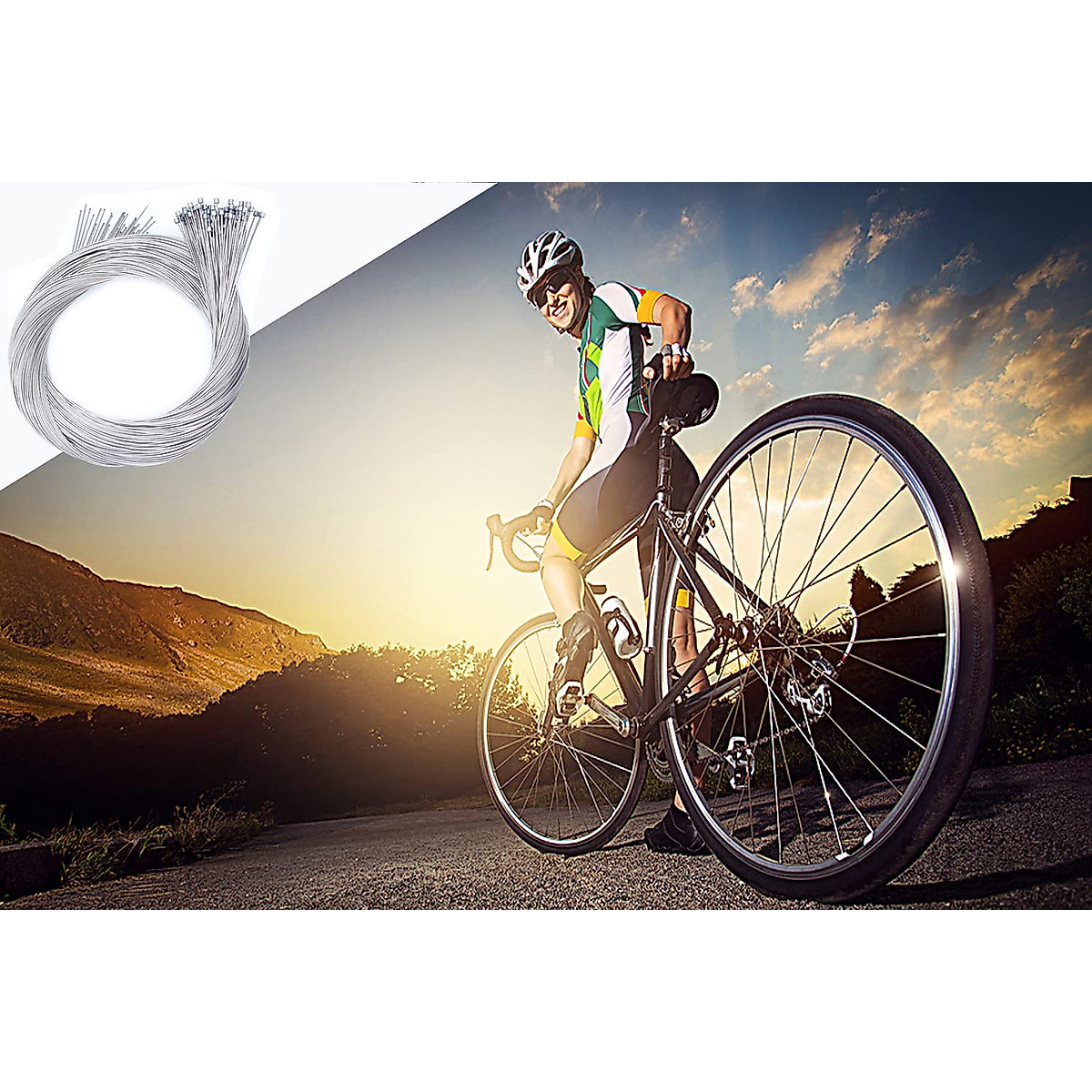 10 Pcs Stainless Steel Shifter Cable Bike Derailleur Cable Shifter Cables, 2M Length Replaceable Derailleur Cables Stainless Steel MTB Shifter Cable Set