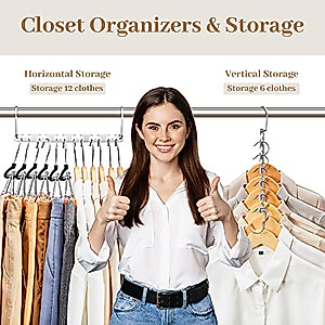 DECOZY Magic Clothes Hangers Smart Closet Saver Pack of 6 – Heavy-Duty Chrome Steel, Space Saving Wonder Hanger Wardrobe Organizer System for Wrinkle-Free Organization