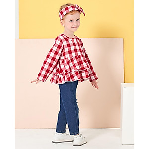 12 18 Months Girl Clothes Fall Winter Toddler Girl Clothes Outfits Cute Red Plaid Denim Pants Baby Girls Clothes 12-18 Months
