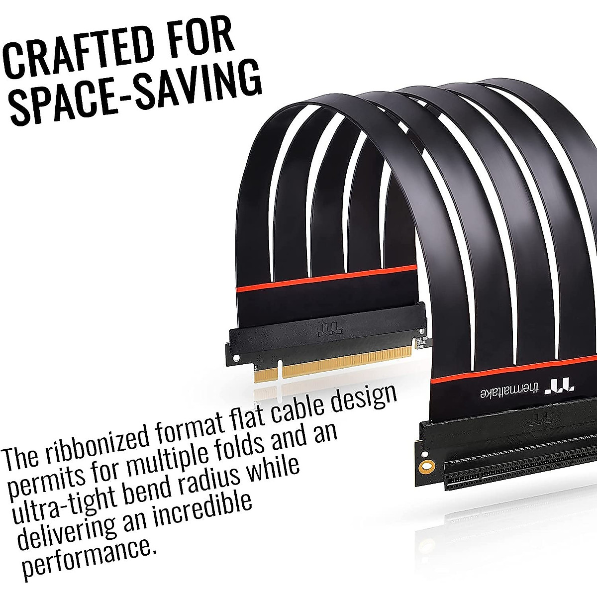Thermaltake TT Premium PCI-E 4.0 High Speed Flexible Extender Riser Cable 300mm with 90 Degree Adapter AC-058-CO1OTN-C2 (ONLY Work Core P6 Case)