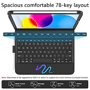 TaIYanG for iPad 10th Generation Case with Keyboard for iPad 10.9" 2022, Touch Keyboard for iPad 10th Generation Case -360° Rotatable,Pencil Holder,Touch Trackpad Keyboard Case for iPad 10th Gen