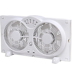 Genesis Twin Fan High Velocity Reversible AirFlow Fan, LED Indicator Lights Adjustable Thermostat & Max Cool Technology, ETL Certified, White (A1WINDOWFAN)