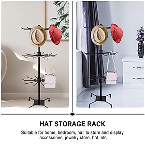 Standing Hat Rack 3- Tier Hat Display Rack Stand Metal Retail Display Stand Cap Organizer Standing Hat Hooks Rotating Display Rack Stand Rotating Jewelry Stands