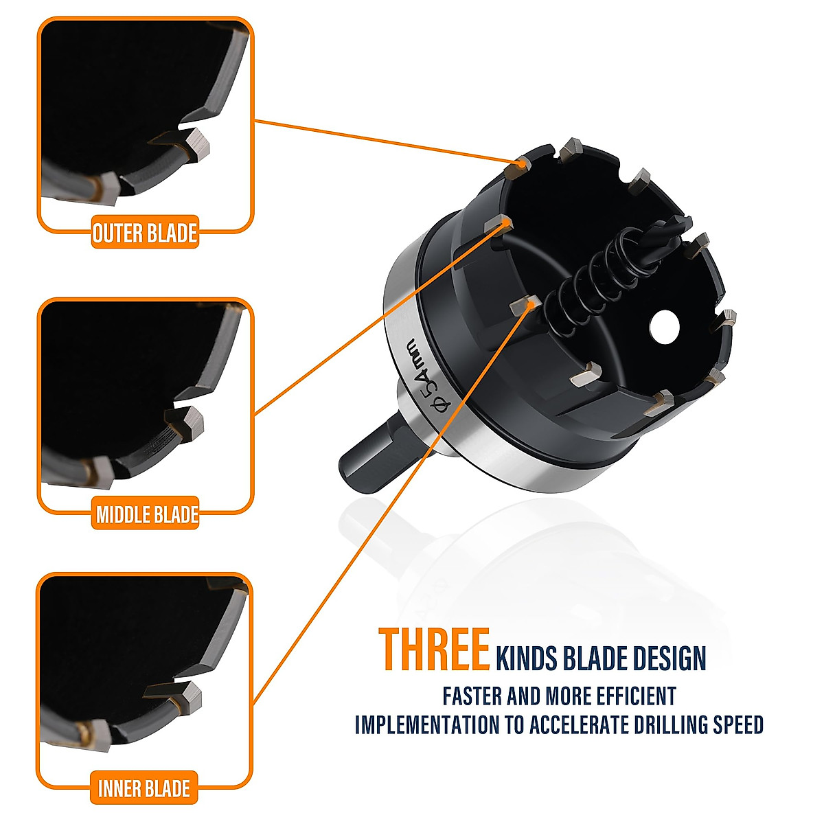 Carbide Hole Saw Kit for Metal TCT Hole Saw Drill Bit Set Hole Cutter Kit for Stainless Steel 4PCS(3/4" to 1-1/2")