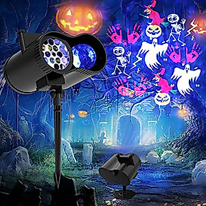 Halloween Lights Christmas Projector Outdoor LED Projection Light with Timer, 20 Slides Patterns 10 Colors Ocean Wave Indoor Outside Spotlight for Holiday House Landscape Yard Garden Party Decorations