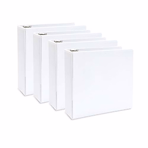 4 Pack 3 inch 3 Ring Binders, Rugged Heavy Duty Design for Home, Office, and School, Holds up to 625 Sheets of 8.5 Inch x 11 Inch Paper, White, 4 Binders