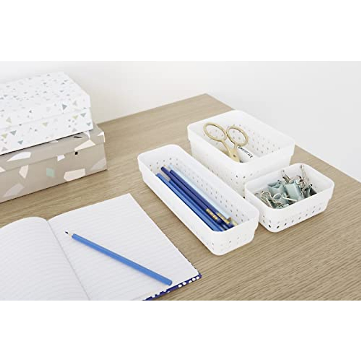 Room Copenhagen, Seoul Organizer – Ventilated Nesting Baskets for Storing Small Items – Stylish Storage Boxes for Desks, Drawers, and More – X-Large, Chinois Green