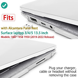 May Chen Case for 13.5" Microsoft Surface Laptop 3/4/5 with Alcantara Palm Rest Model 1867 1958 1959 (2019 2021 2022), Plastic Hard Shell Case with Keyboard Cover + Screen Protector, Crystal Clear