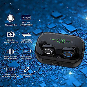 Wireless Earbuds Bluetooth Headset with Microphone Sports Headset Touch TWS Stereo Headset in-Ear Bluetooth 50H Playtime Charging Box, Sports, Exercise, Easy Pairing, Mobile Power(Q67)