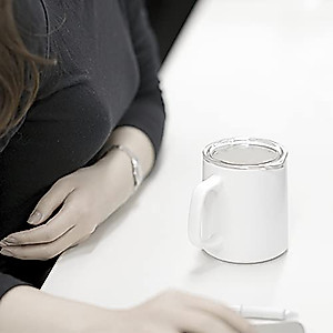 hurkins Smug, up to 149℉ Coffee Mug Warmer & Mug & pctg Lid Set, self Heated Cup with Wireless Charging Function, Office/Home for Desk. (Black)