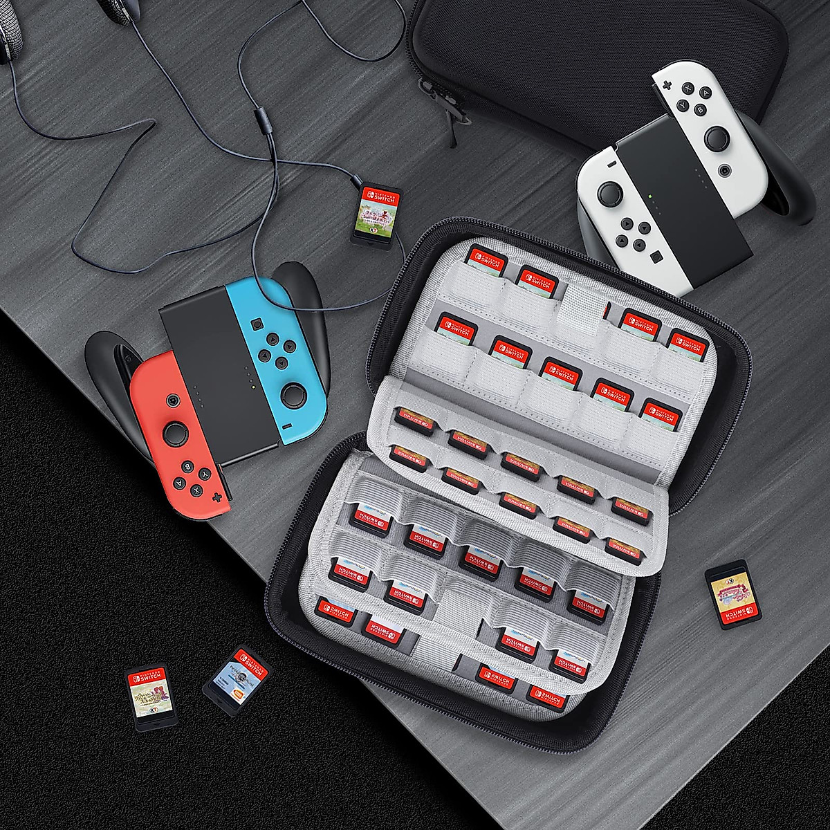 Joogee Game Card Storage Case Compatible with Switch OLED, Protective Carrying Case Compatible with Switch, Games Cartridges Compatible with Switch Lite, 80 Cards, Black