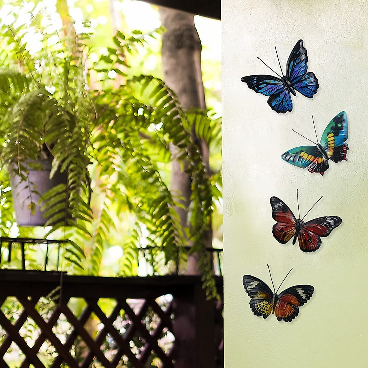 CALIDAKA 5 PCS Metal Butterfly Wall Art Decor 3D Butterfly Hanging Wall Butterfly Colourful Garden Inspirational Wall Sculptures Home Craft for Bedroom Living Room Bedroom Office(Random Color)