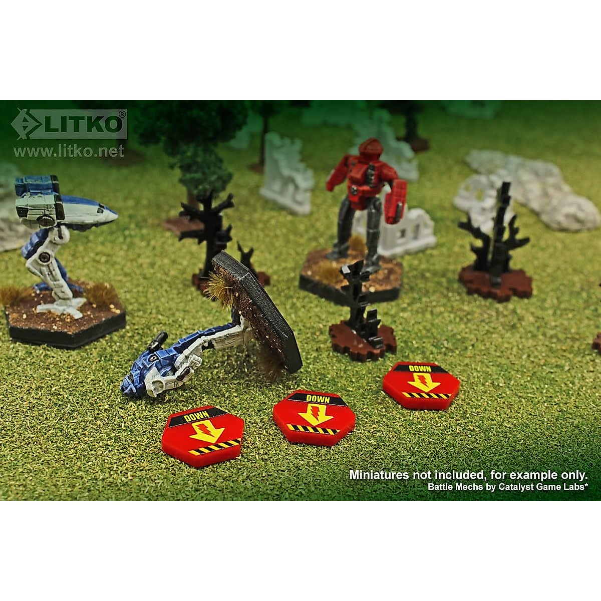 LITKO Mecha Damage Effects Token Set | Compatible with BattleTech (Knocked Down)