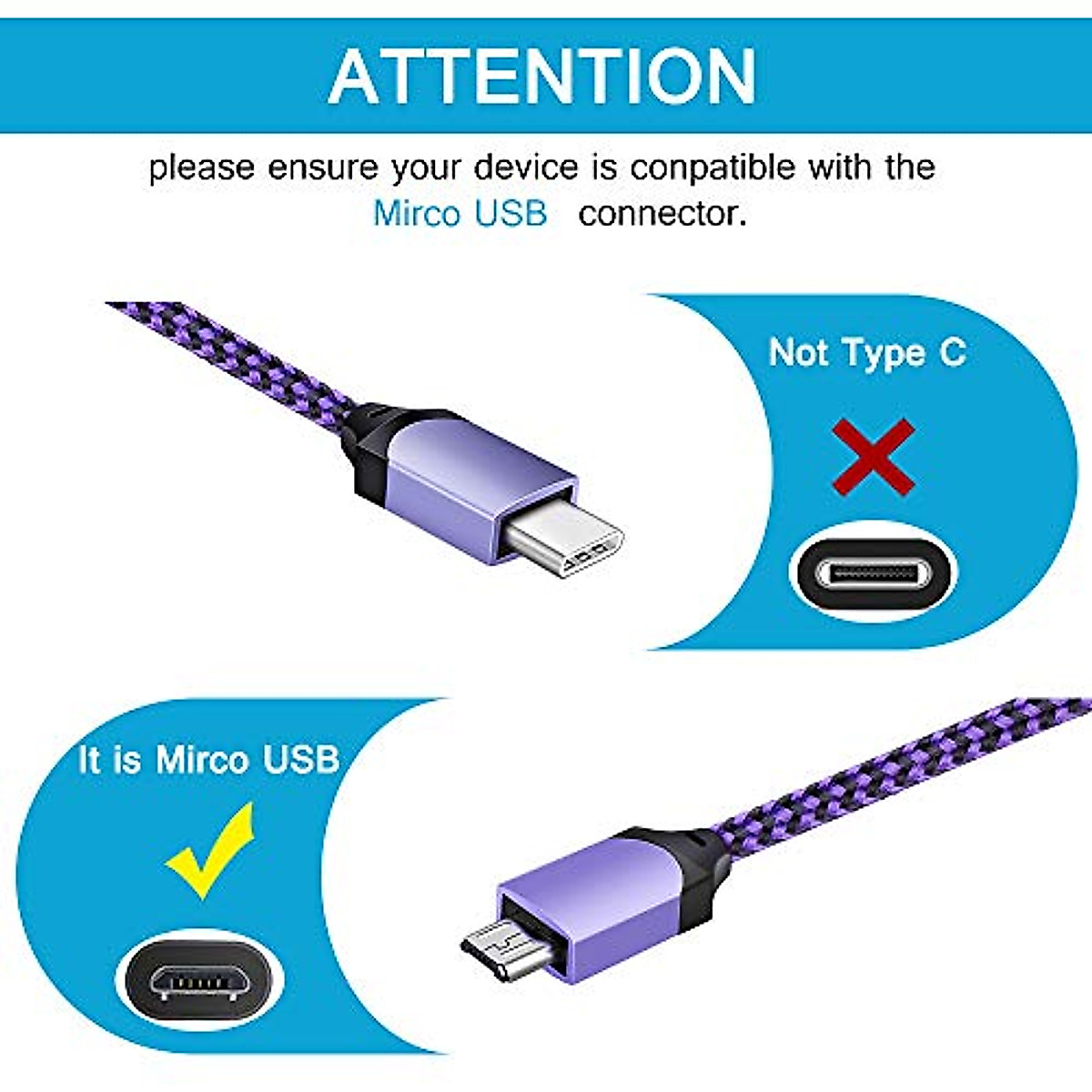 Charger Block, One Port Wall Charger Cube Brick Box 2Pack 6ft Micro USB Cable Android Charger Cord for Samsung Galaxy A01 M02 M01S J2 Core S7/6 A10 J8/7/3 Note 5/4,LG Stylo 2 3 K50 K40/30,Moto G5 G5s